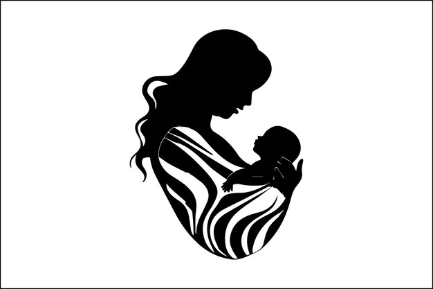 Premium Vector Mom And Son Silhouette Black Vector Art