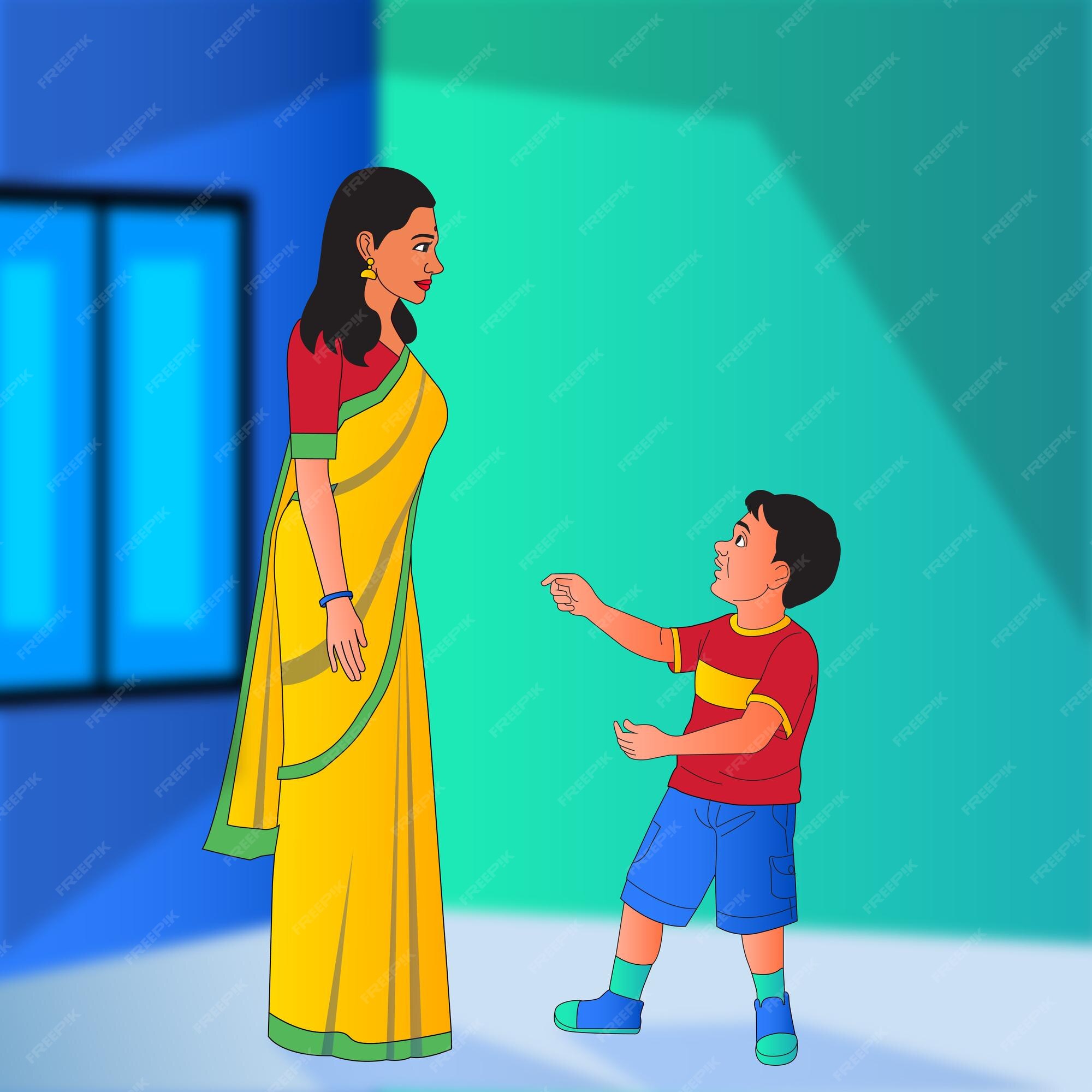 Premium Vector Mom And Son