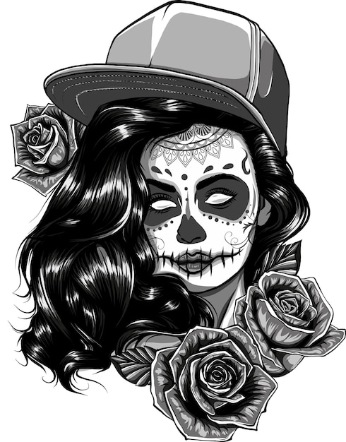 Premium Vector Monochrome Sexy Girl With Roses Isolated On White Black And White Vector