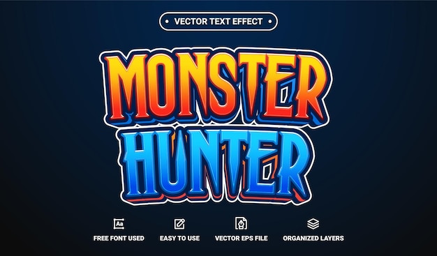 Premium Vector | Monster hunter editable vector text effect Premium Vector | Monster hunter editable vector text effect