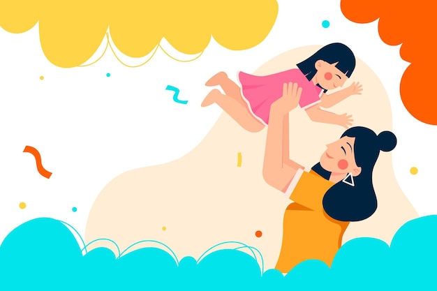 Premium Vector Mother And Daughter Vector Illustration