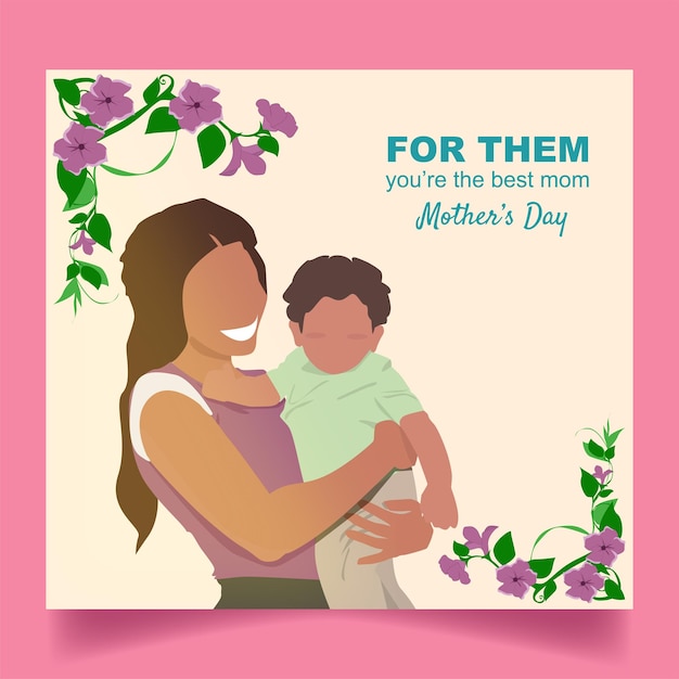 Premium Vector | Mother hug her son happy mother's day Premium Vector | Mother hug her son happy mother's day