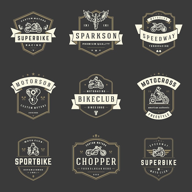Premium Vector | Motorcycles logos templates vector design elements set Premium Vector | Motorcycles logos templates vector design elements set