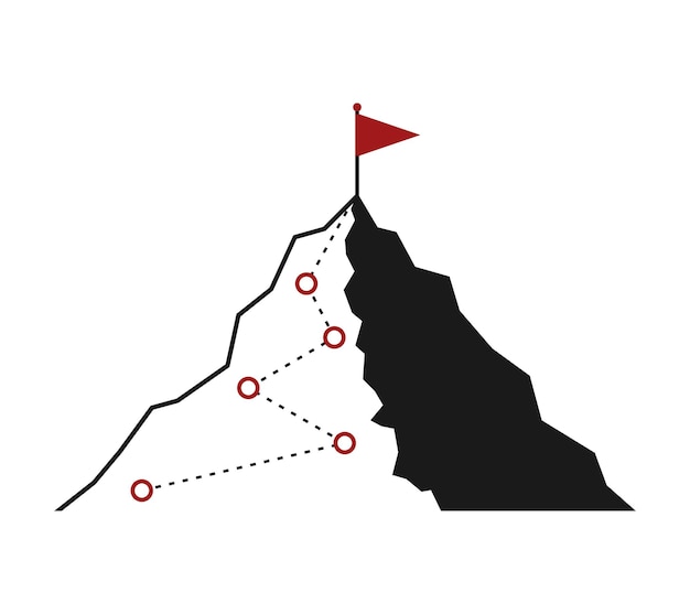 Premium Vector | Mountain climbing route to peak hiking trip top ... Premium Vector | Mountain climbing route to peak hiking trip top ...