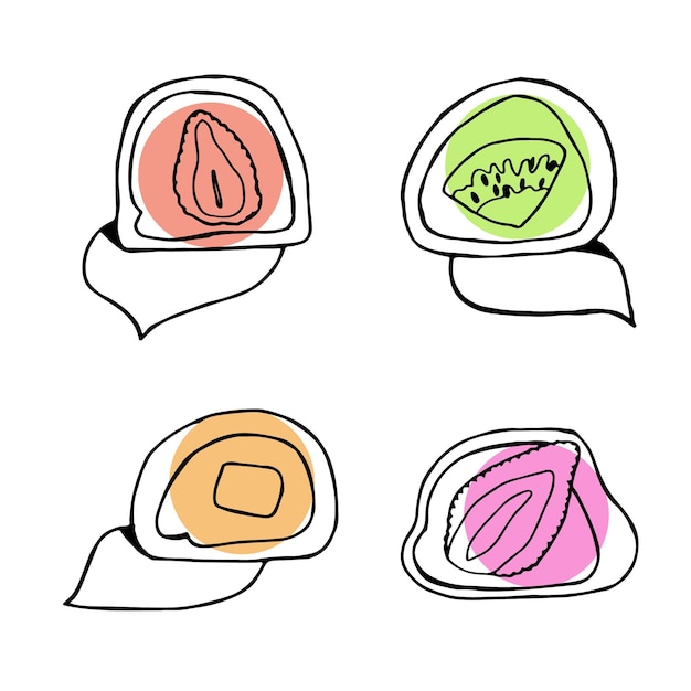 Premium Vector | Multiflavoured japanese mochi sweet dessert flat ... Premium Vector | Multiflavoured japanese mochi sweet dessert flat ...