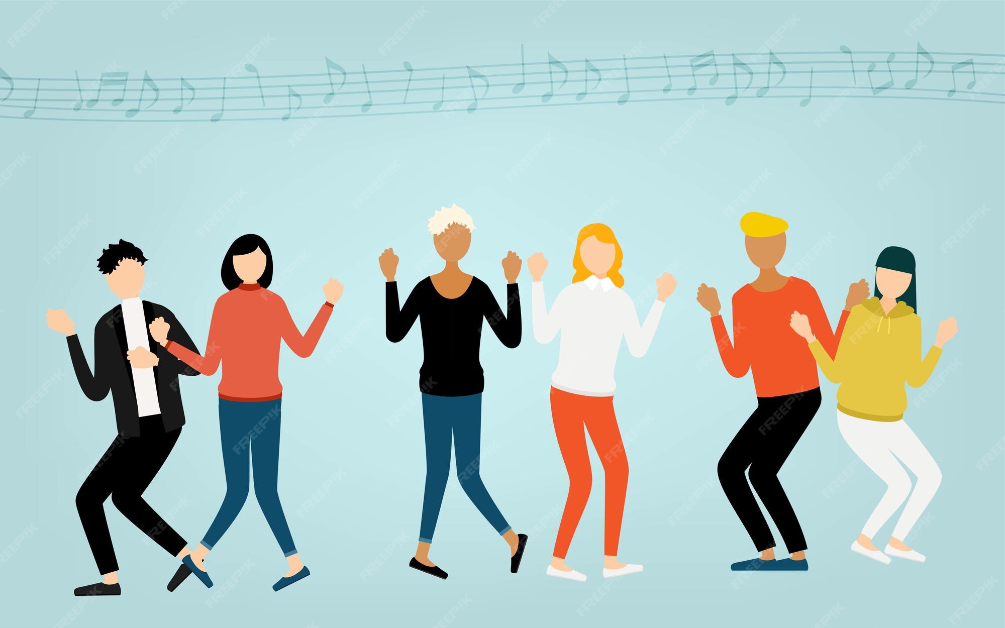 Premium Vector | Multinational people dancing to music Premium Vector | Multinational people dancing to music