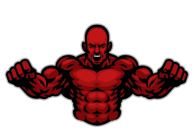 Premium Vector Muscle Posing Bodybuilder Athlete Mascot