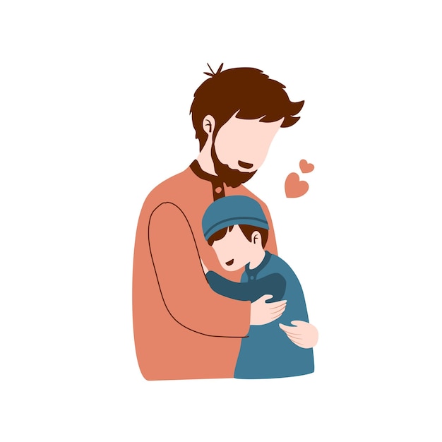 Muslim father and son illustration | Premium AI-generated vector Muslim father and son illustration | Premium AI-generated vector