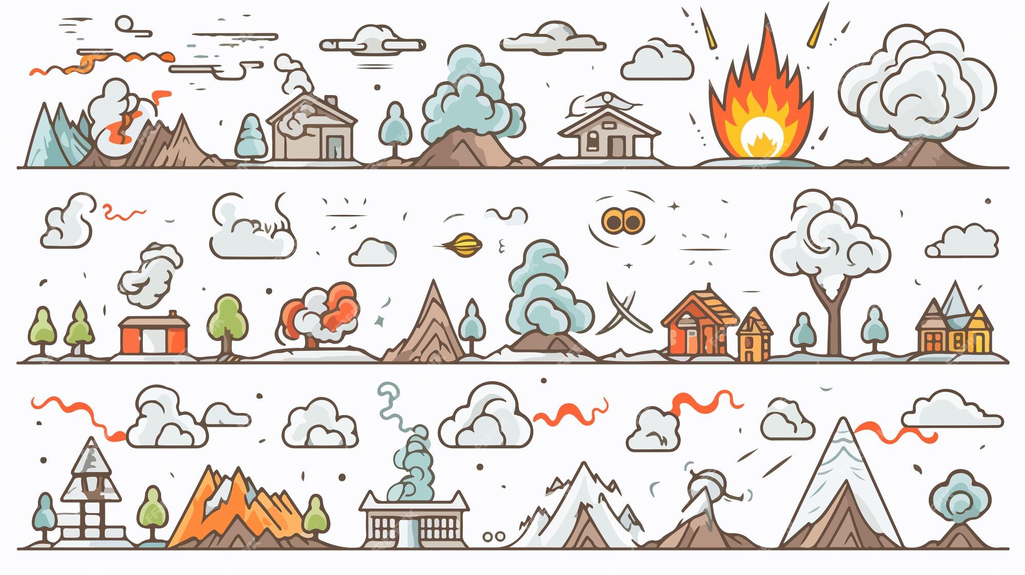 Natural Disasters Line Icons Collection For Graphic Design Projects Premium Ai Generated Vector