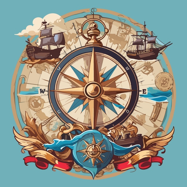 Premium Vector | Nautical compass cartoon vector Premium Vector | Nautical compass cartoon vector
