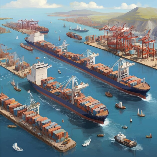 Premium Vector | Navigating trade routes Premium Vector | Navigating trade routes