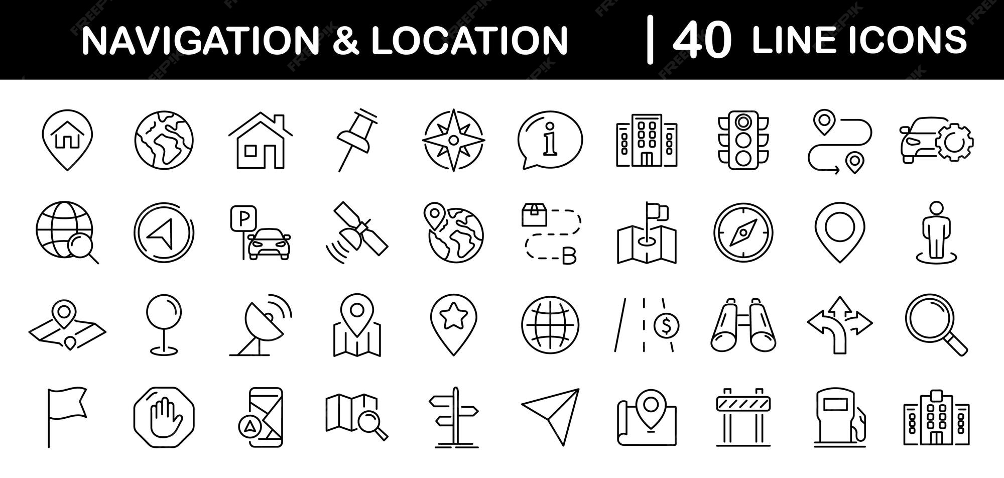 Premium Vector Navigation And Location Set Of Web Icons In Line Style Map Location And