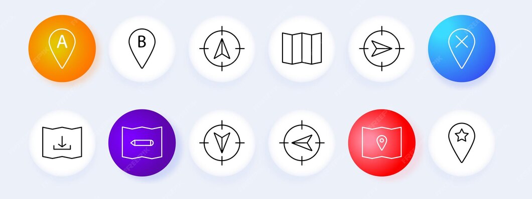 Premium Vector Navigation And Map Set Icon Location Marker Map Direction Navigation Target Map