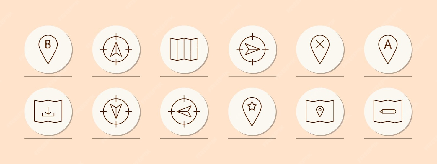 Premium Vector Navigator Set Icon B Location Pointer Mark Pointer Tip Map Cross A Up Down Left