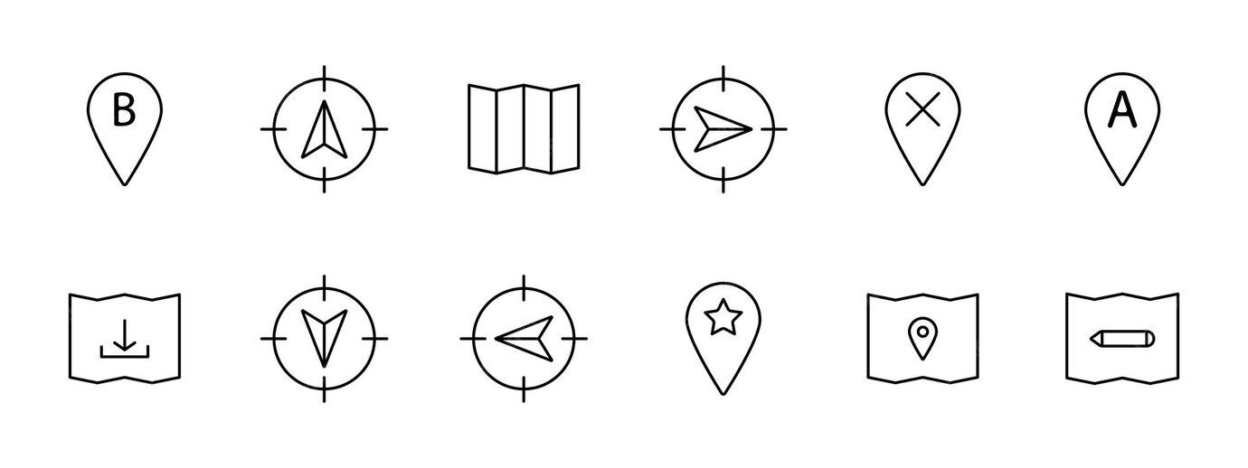 Premium Vector Navigator Set Icon B Location Pointer Mark Pointer Tip Map Cross A Up Down Left