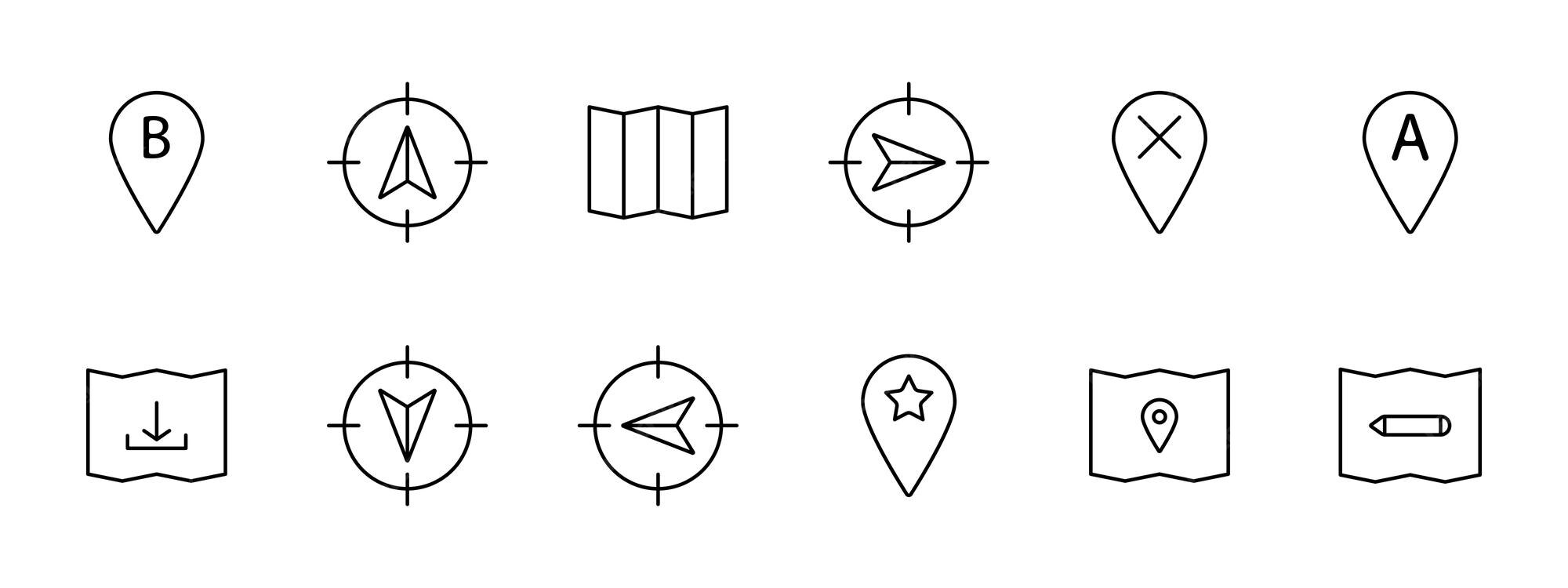 Premium Vector Navigator Set Icon B Location Pointer Mark Pointer Tip Map Cross A Up Down Left