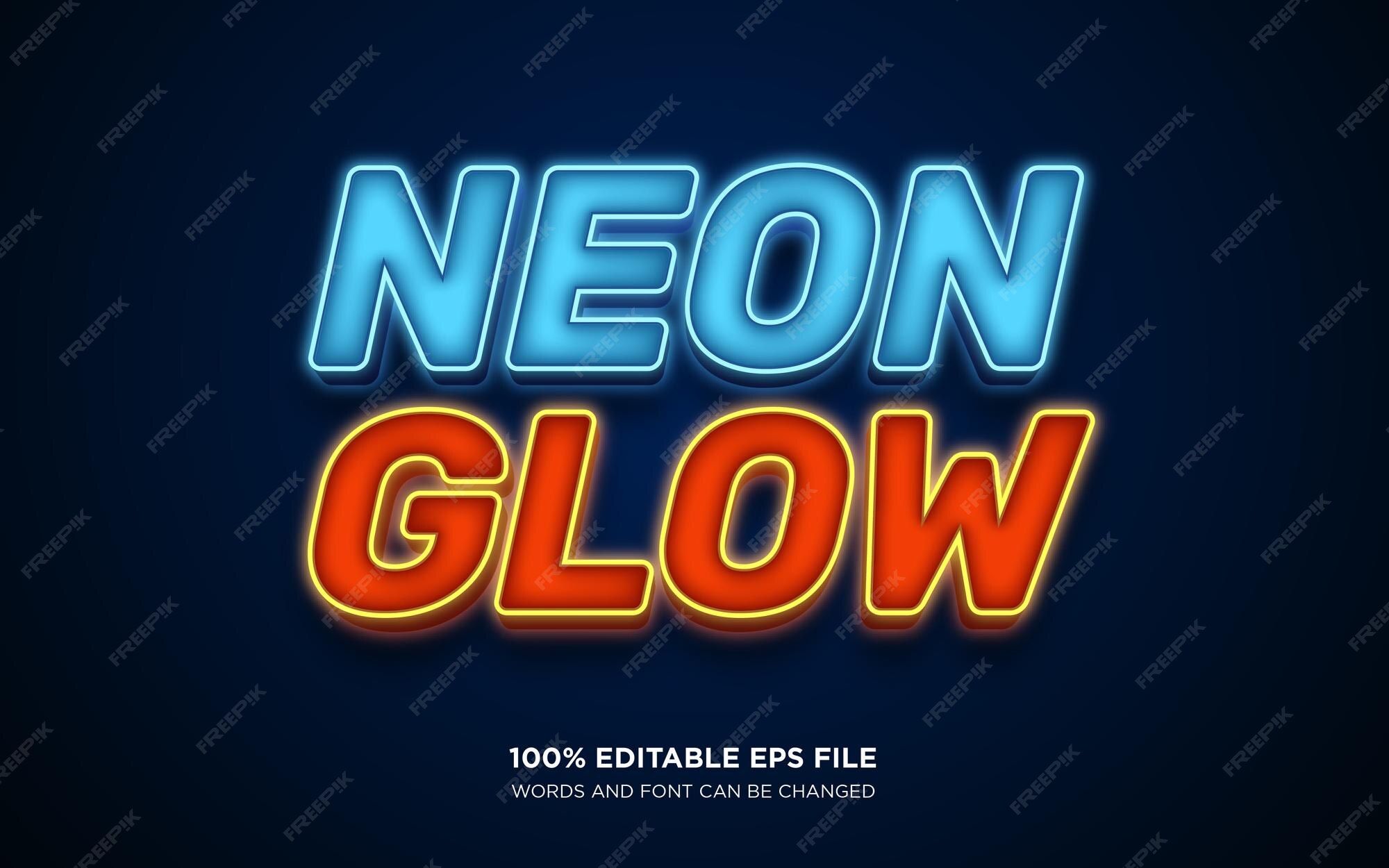 Premium Vector | Neon glow editable text style effect Premium Vector | Neon glow editable text style effect
