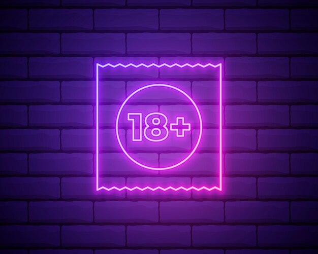 Premium Vector Neon Light Condom In Package Safe Sex Sign Icon Safe