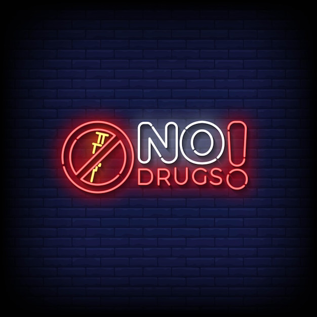Premium Vector Neon Sign No Drugs With Brick Wall Background Vector
