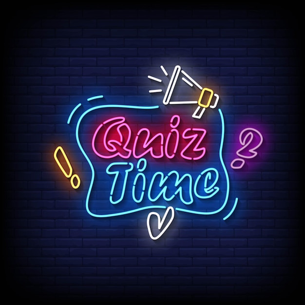 Premium Vector | Neon sign quiz time with brick wall background vector ... Premium Vector | Neon sign quiz time with brick wall background vector ...