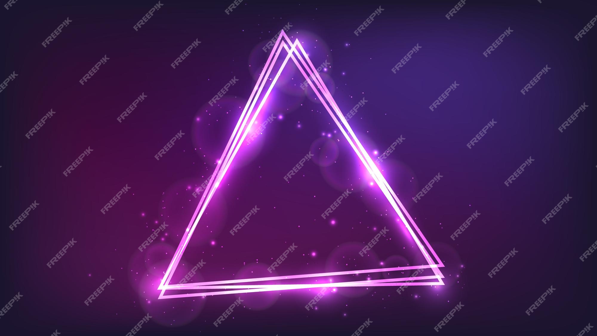 Premium Vector | Neon triangular frame with shining effects and sparkles Premium Vector | Neon triangular frame with shining effects and sparkles