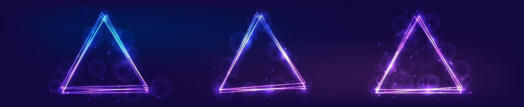 Premium Vector | Neon triangular frame with shining effects and sparkles Premium Vector | Neon triangular frame with shining effects and sparkles