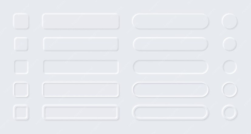 Premium Vector | Neumorphic ui buttons modern minimal web layout with input fields square or ...