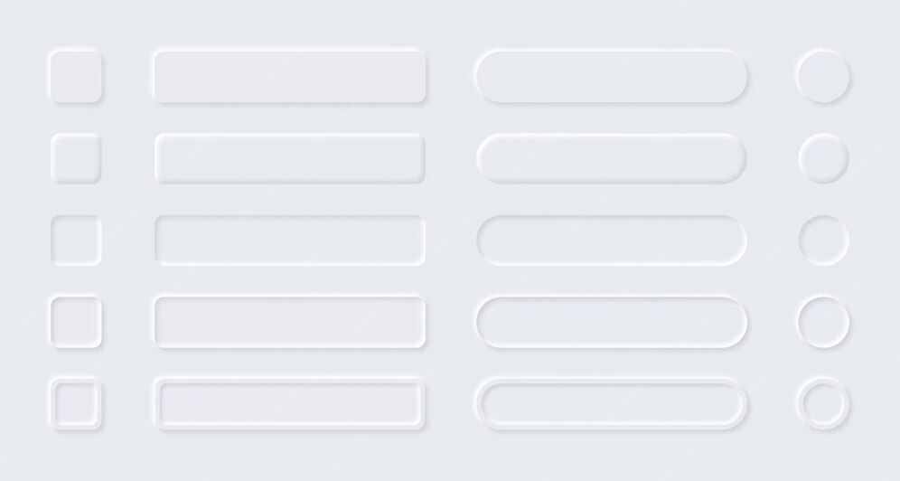 Premium Vector | Neumorphic ui buttons modern minimal web layout with input fields square or ...