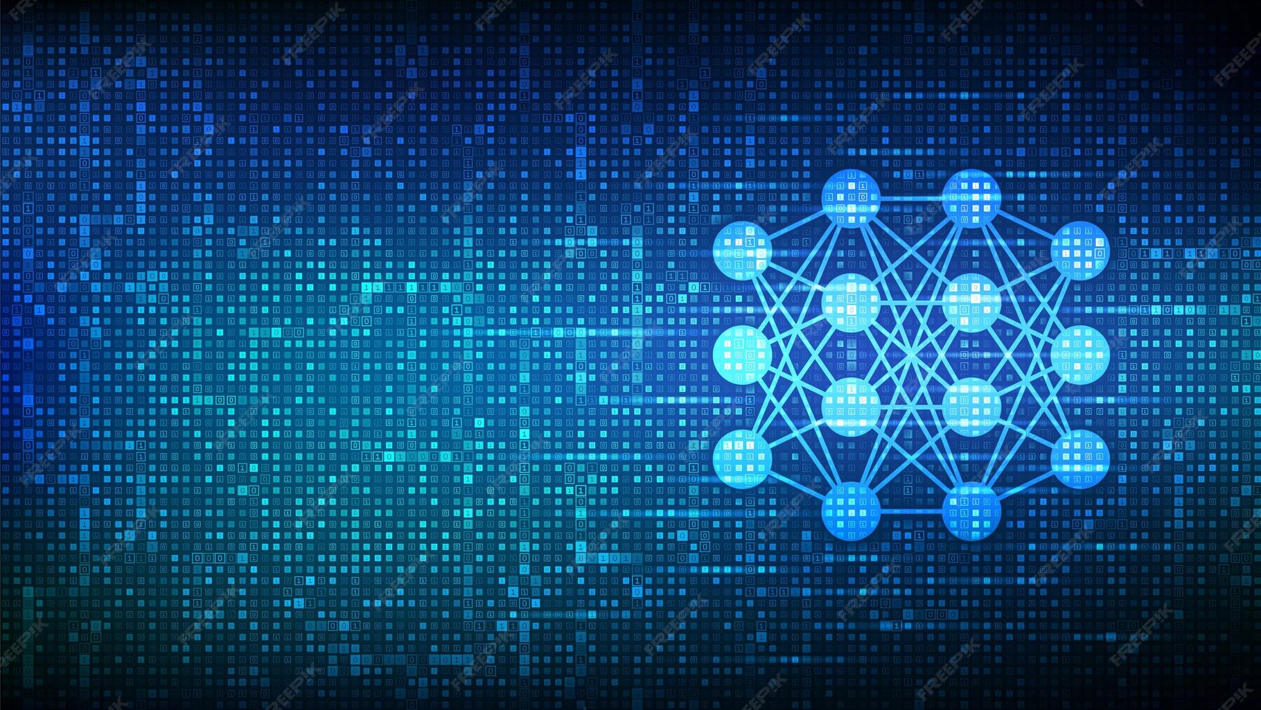 Premium Vector | Neural network icon made with binary code AI Artificial Intelligence Machine ...