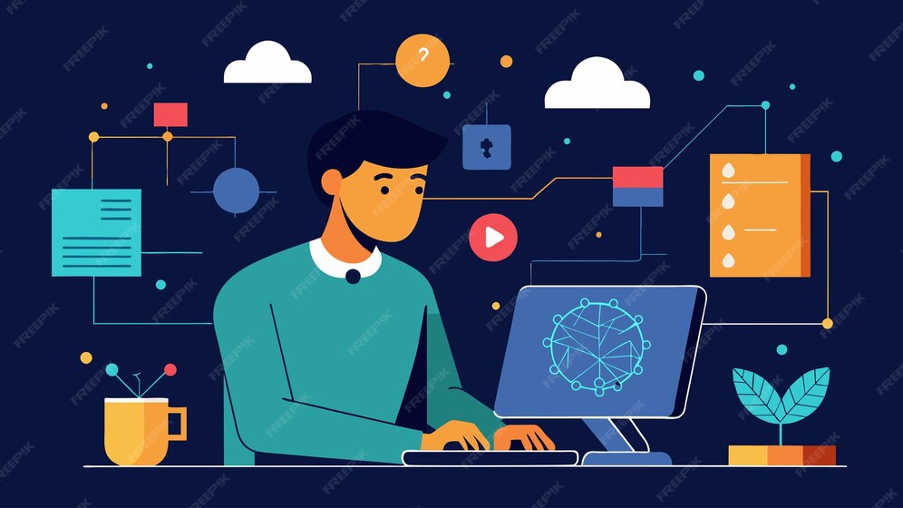 Premium Vector | A neurodivergent computer programmer creating complex algorithms and coding ...