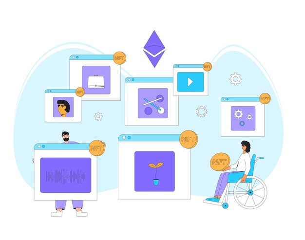 Premium Vector | NFT Non Fungible Token Vector color illustration Premium Vector | NFT Non Fungible Token Vector color illustration