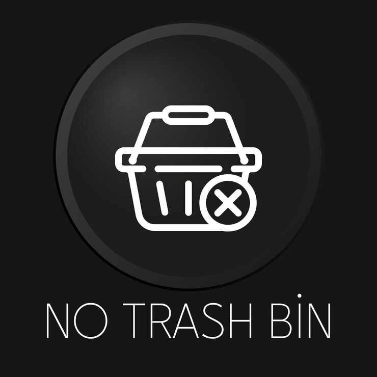Premium Vector No Trash Bin Vector Line Icon On 3d Button Isolated On Black Background Premium