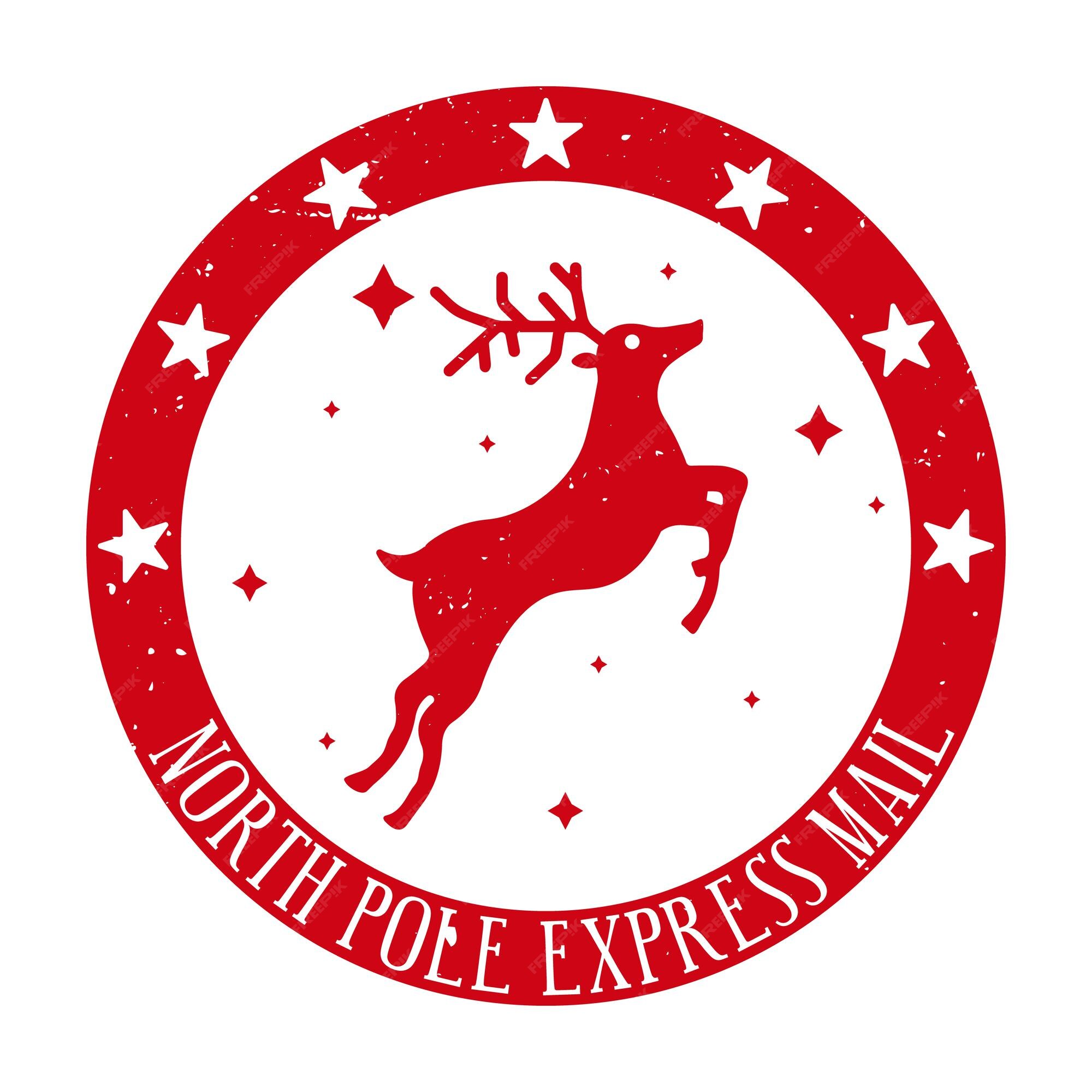 Premium Vector North Pole Express Mail Holiday Stamp Template For