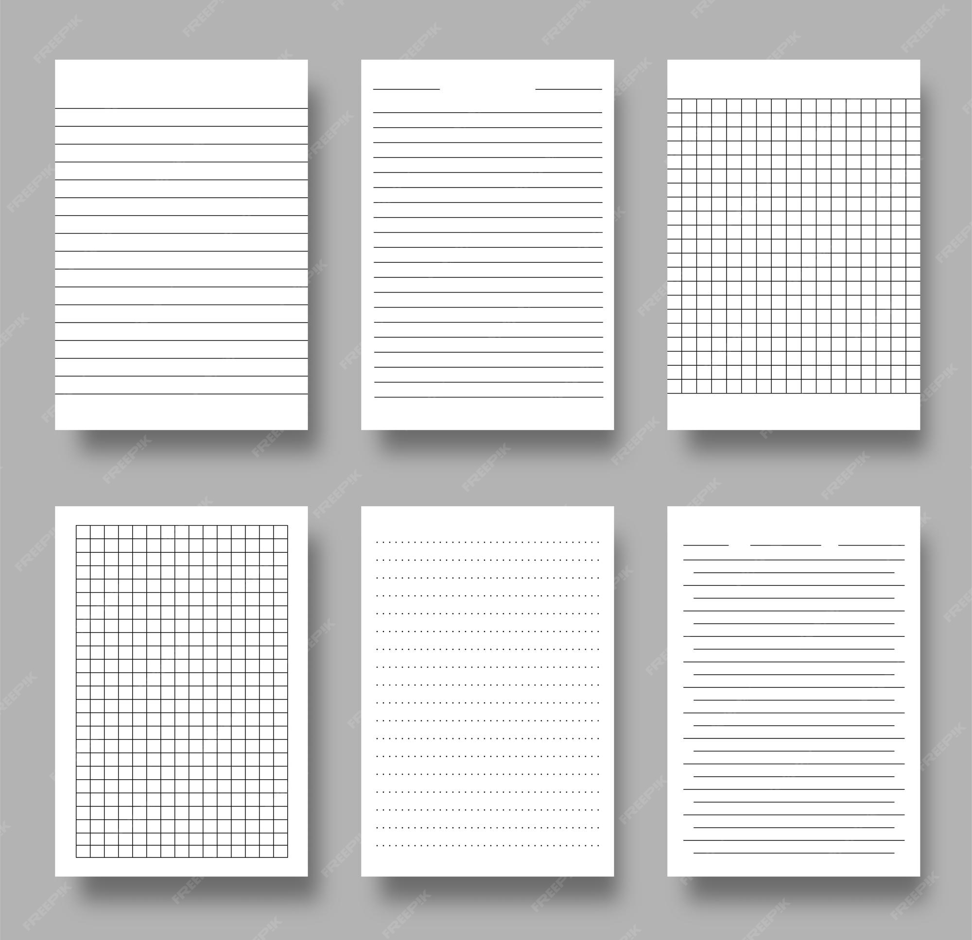 Premium Vector | Notebook a4 blank grid square cell lined paper sheet set for school notepad ...