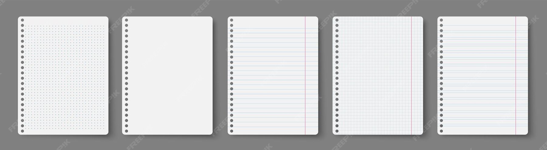 Premium Vector | Notebook line squared dot diary template notepad empty page set vector blank ...