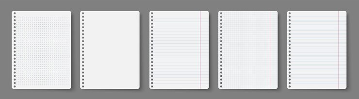 Premium Vector | Notebook line squared dot diary template notepad empty page set vector blank ...