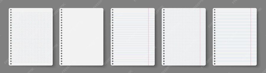Premium Vector | Notebook line squared dot diary template notepad empty page set vector blank ...