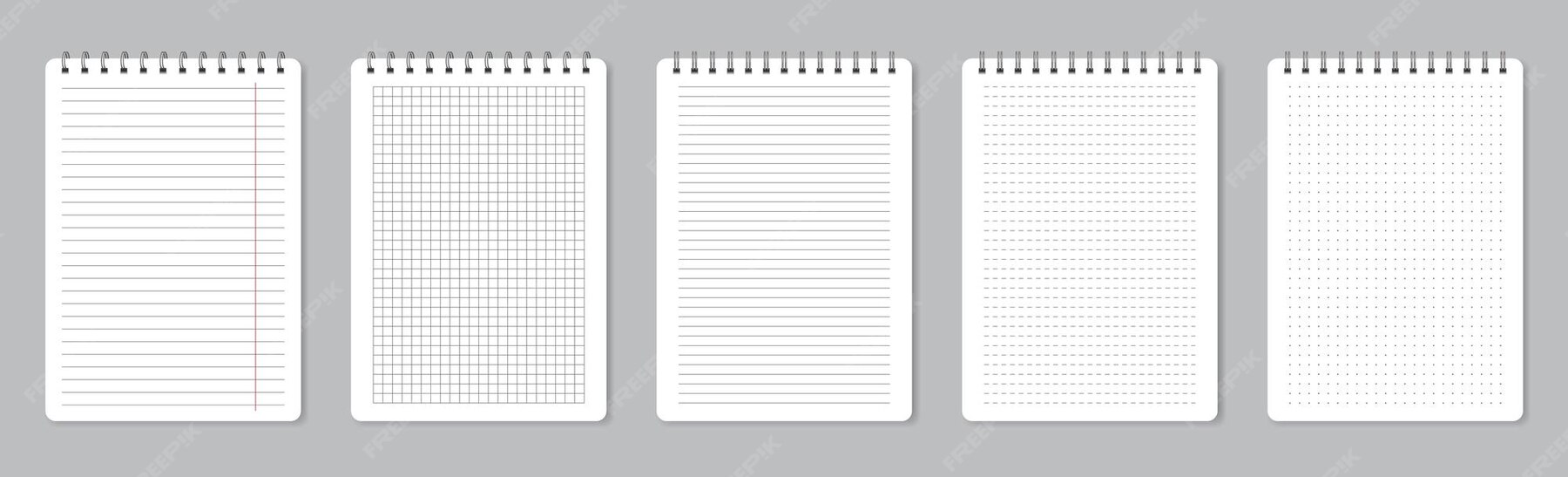 Premium Vector | Notebook pages with wire binding, realistic lined paper sheets. empty school ...