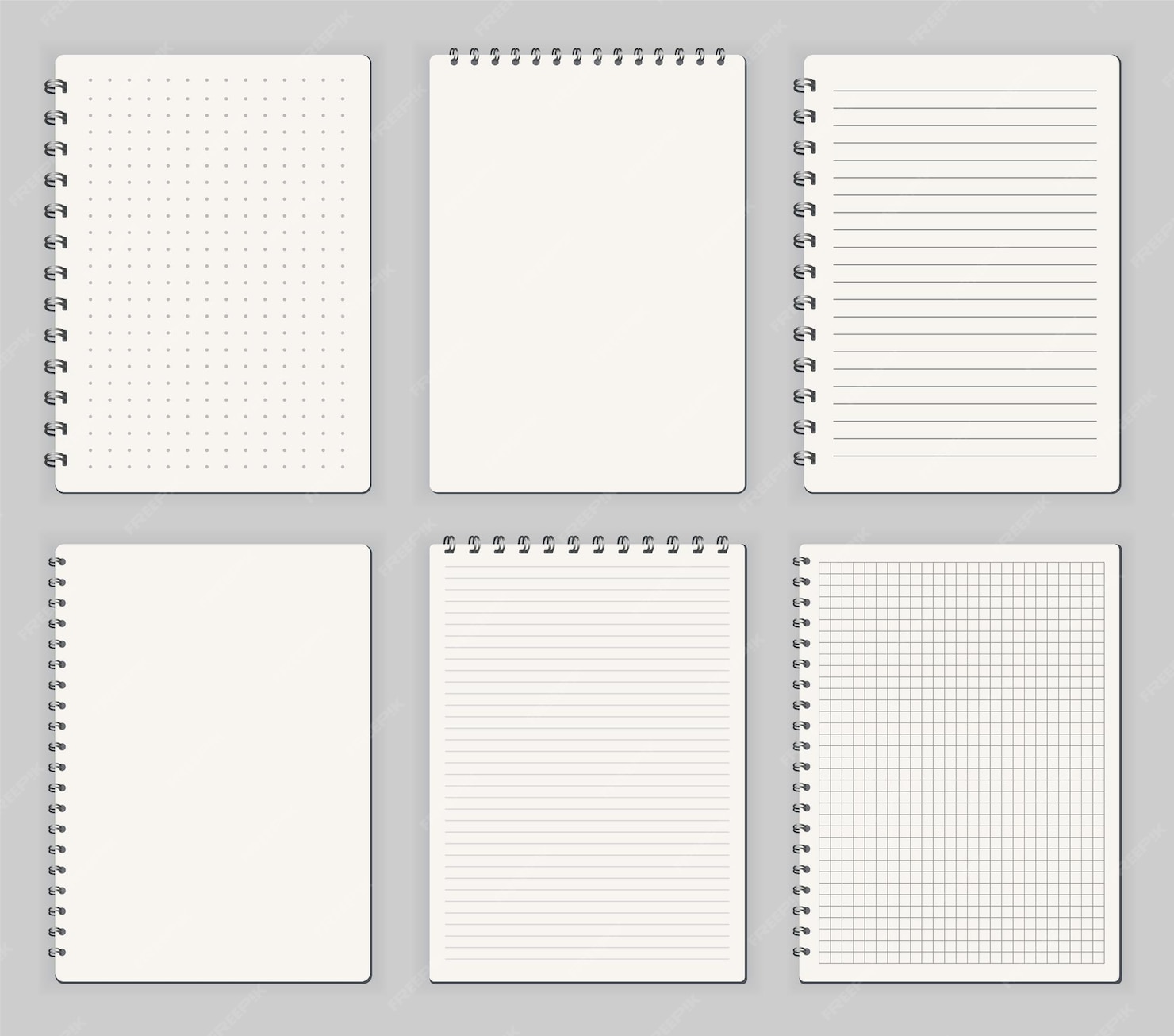 Premium Vector | Notebooks lined dots sketchbook blank pages with variety view notepad vector ...