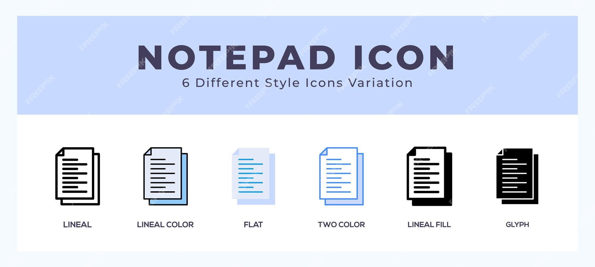 Premium Vector | Notepad icon set with different styles Vector illustration Premium Vector | Notepad icon set with different styles Vector illustration