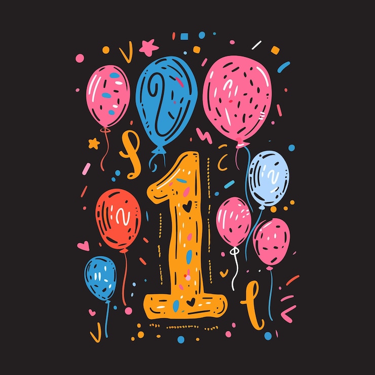 Premium Vector | A number 1 poster with balloons and a number one with ... Premium Vector | A number 1 poster with balloons and a number one with ...