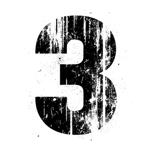 Premium Vector | Number 3 grunge distress number Vector illustration Premium Vector | Number 3 grunge distress number Vector illustration