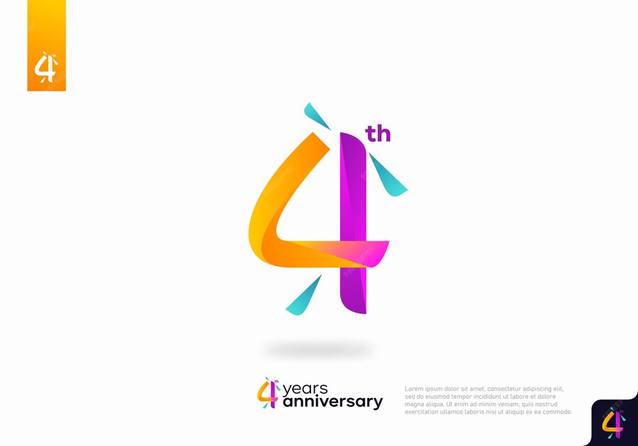 Premium Vector | Number 4 logo icon design, 4th birthday logo number ... Premium Vector | Number 4 logo icon design, 4th birthday logo number ...