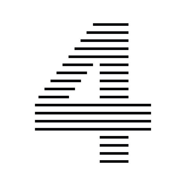 Premium Vector | Number 4 Logo Icon Geometric Horizontal Stripe Lines Premium Vector | Number 4 Logo Icon Geometric Horizontal Stripe Lines