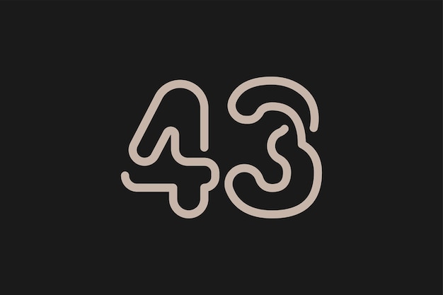 Номер 43 logo monogram номер 43 в стиле линии логотипа, который можно ... Номер 43 logo monogram номер 43 в стиле линии логотипа, который можно ...