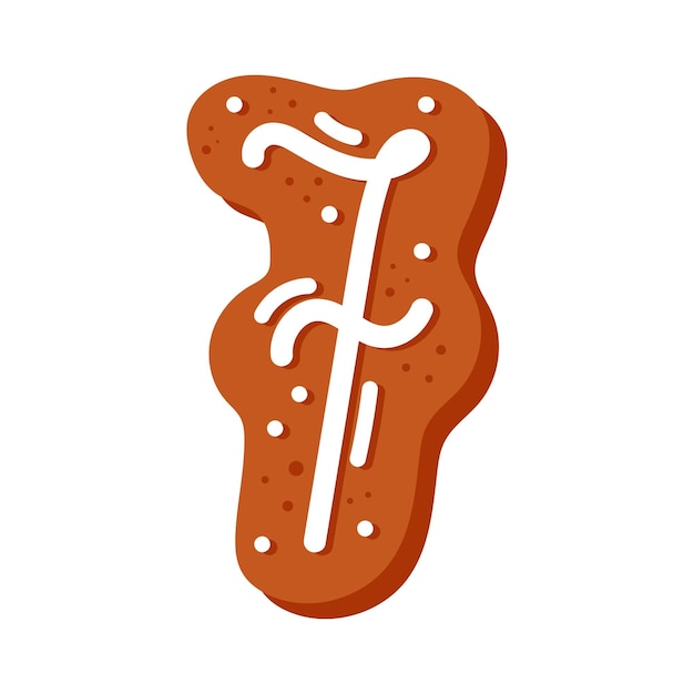 Premium Vector | Number seven made of glazed gingerbread Premium Vector | Number seven made of glazed gingerbread