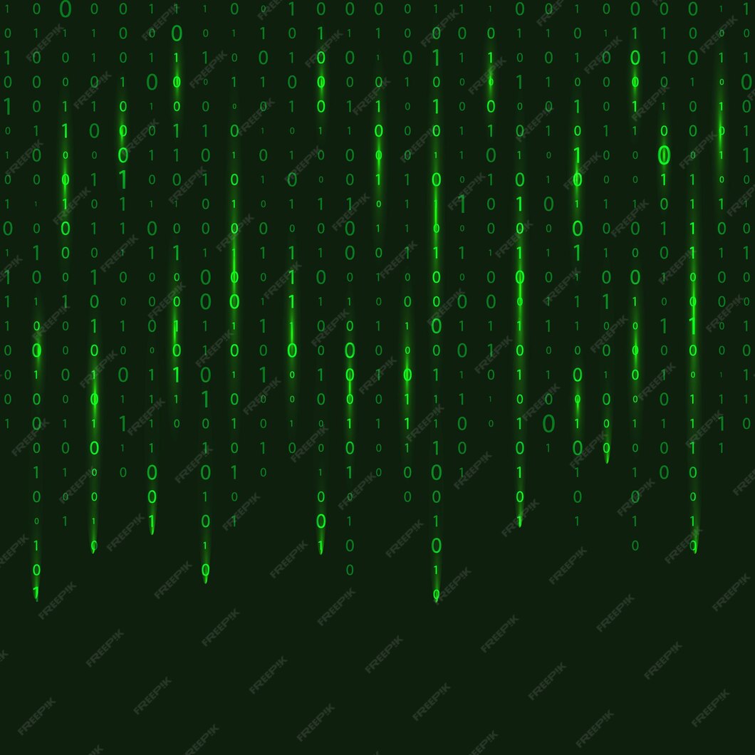 Premium Vector | Numbers on the screen digital stream of binary code binary code matrix one zero