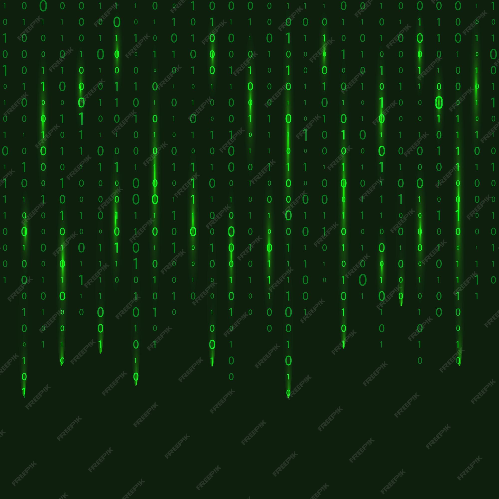 Premium Vector | Numbers on the screen digital stream of binary code binary code matrix one zero