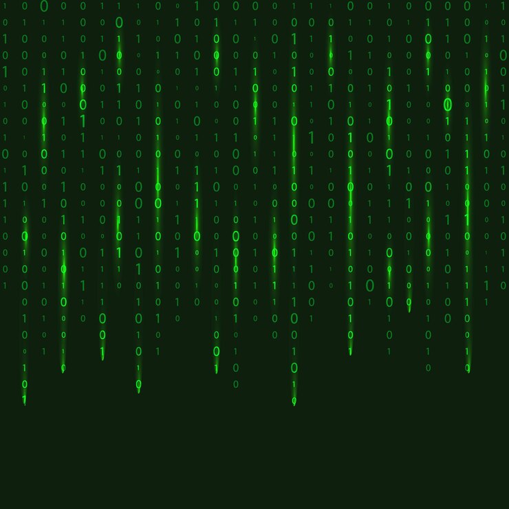 Premium Vector | Numbers on the screen digital stream of binary code binary code matrix one zero