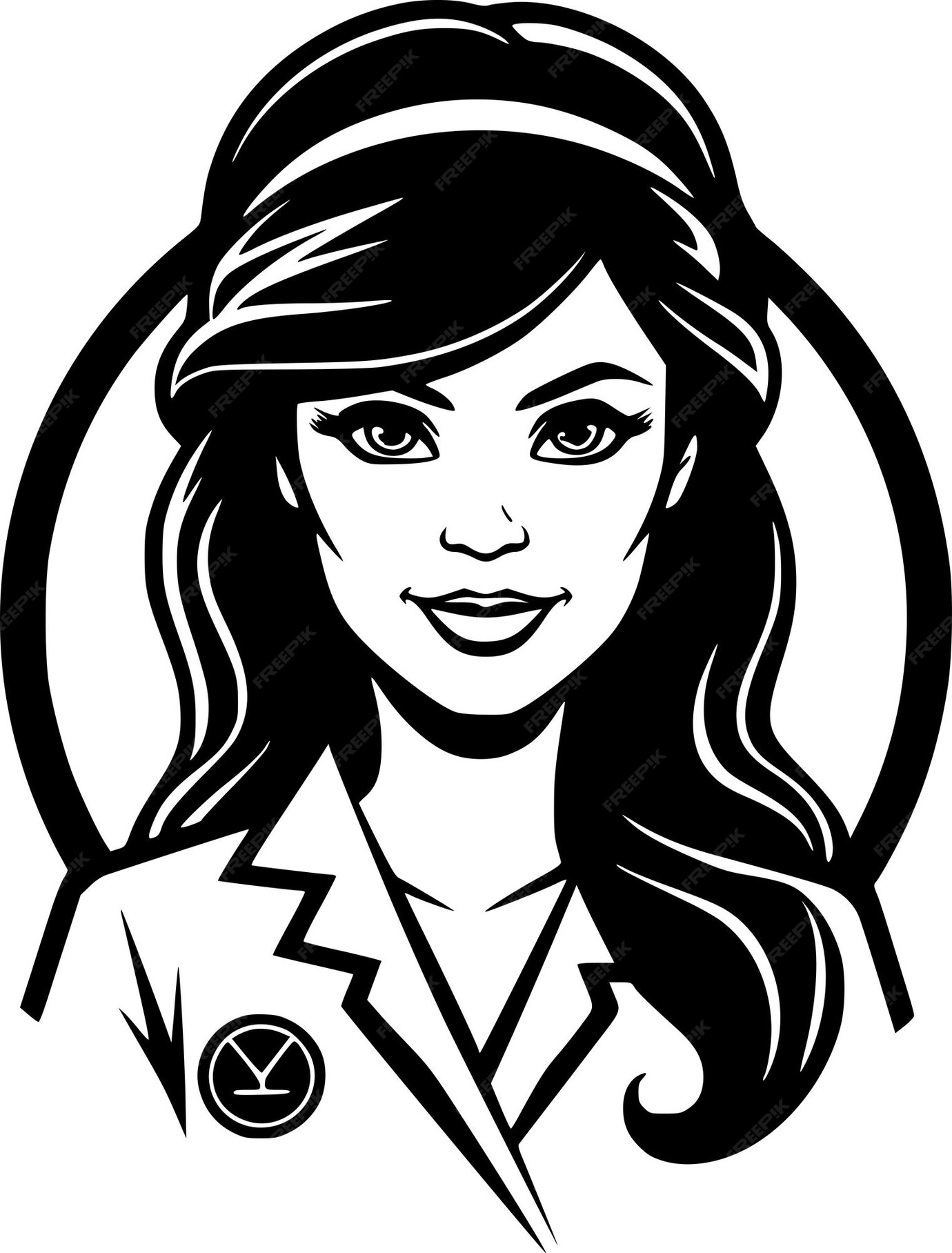 Premium Vector Nurse Black And White Vector Illustration